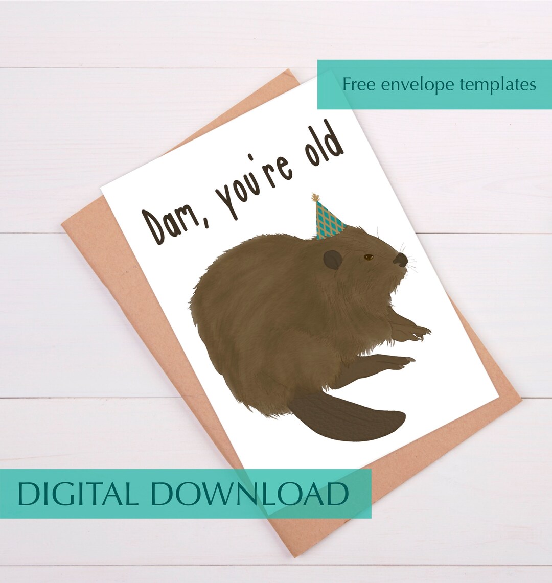 Beaver Birthday Card Funny Card Printable Birthday Cards for Friend ...