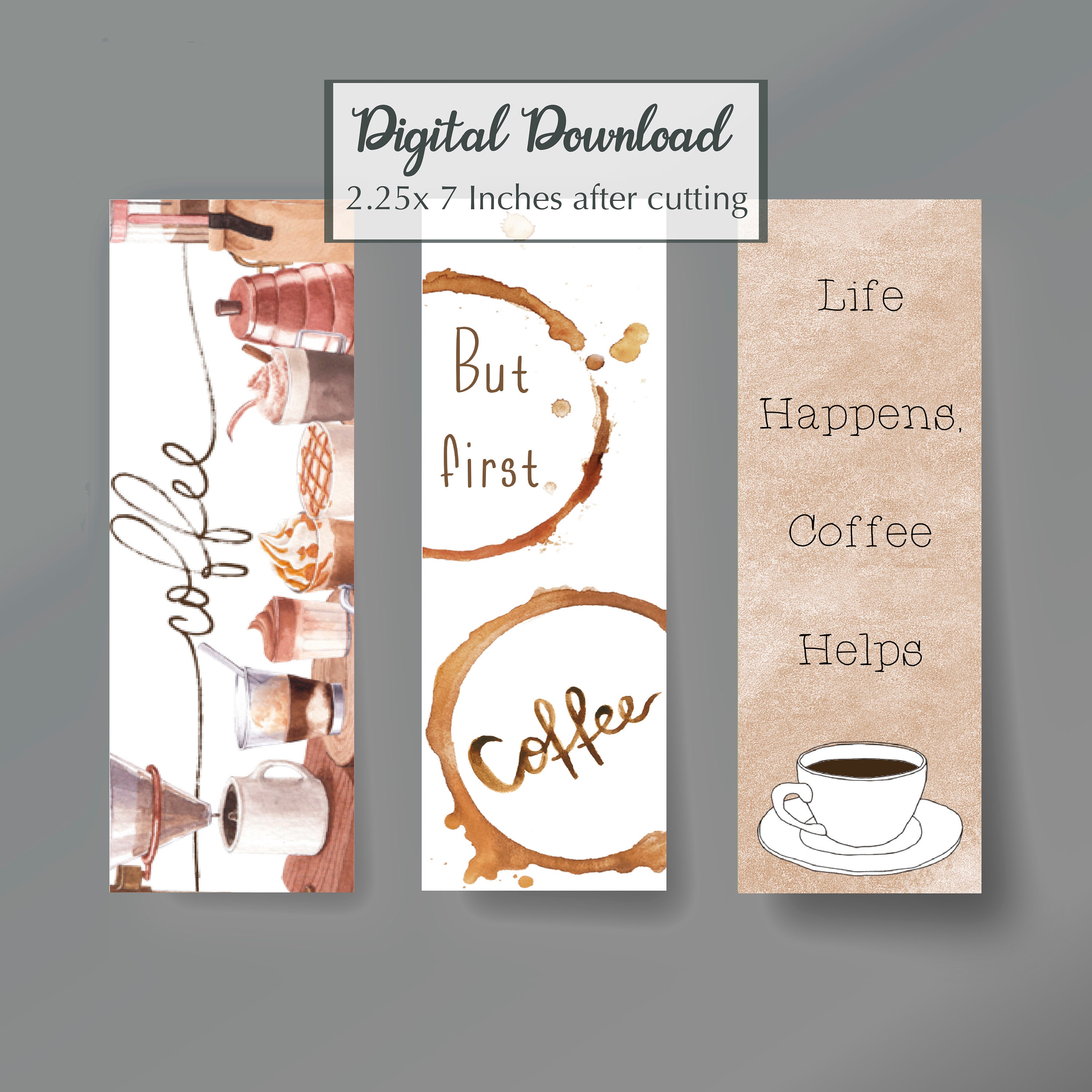 Coffee Bookmark Set Gift Coffee Stain Bookmark Books and Coffee ...