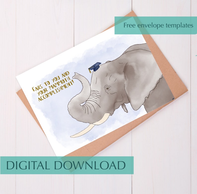 Elephant Pun Graduation Card Funny Nephew Congratulations on - Etsy