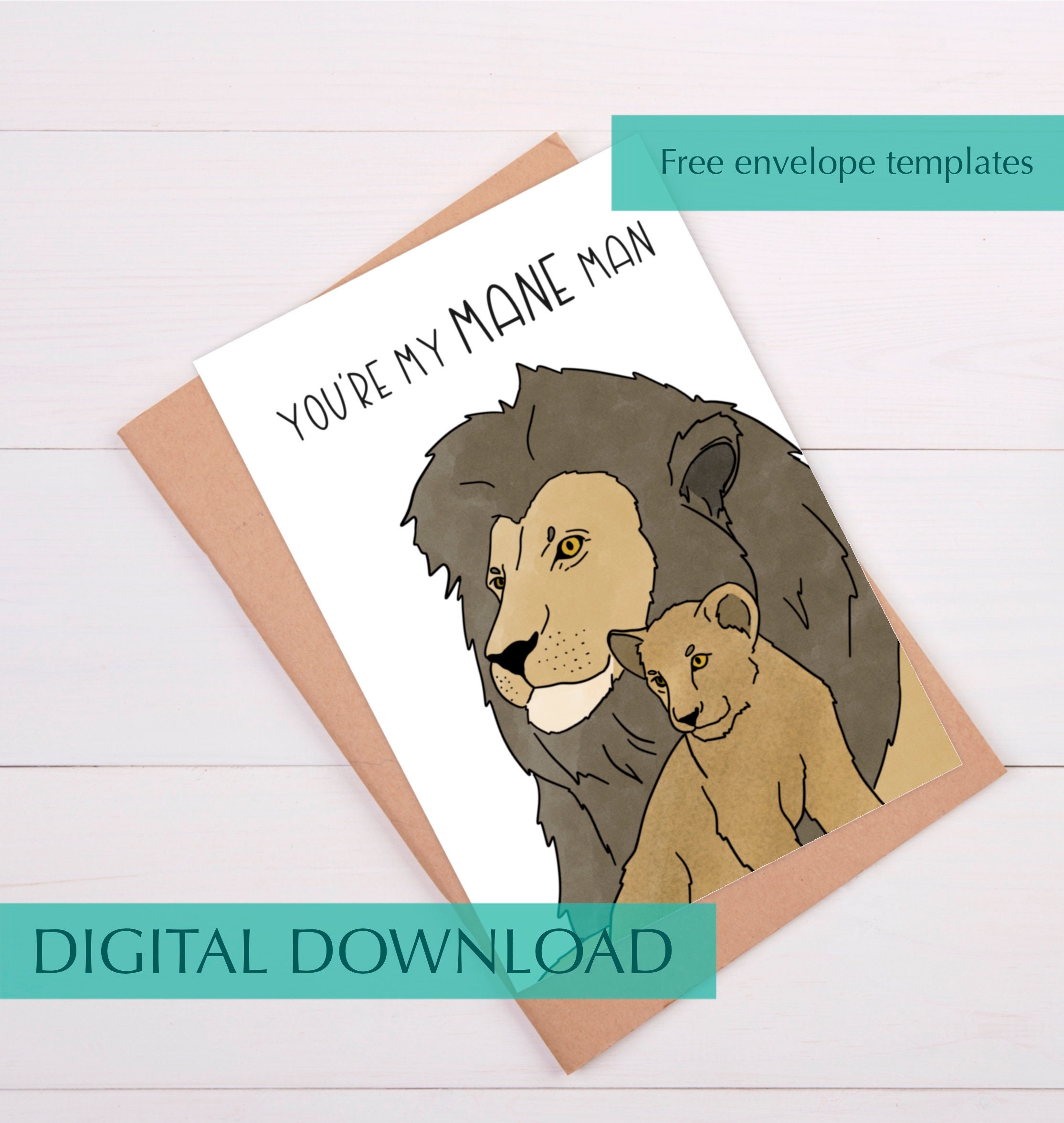 Lion Birthday Card Funny Lion Birthday Card for Dad Printable Card ...