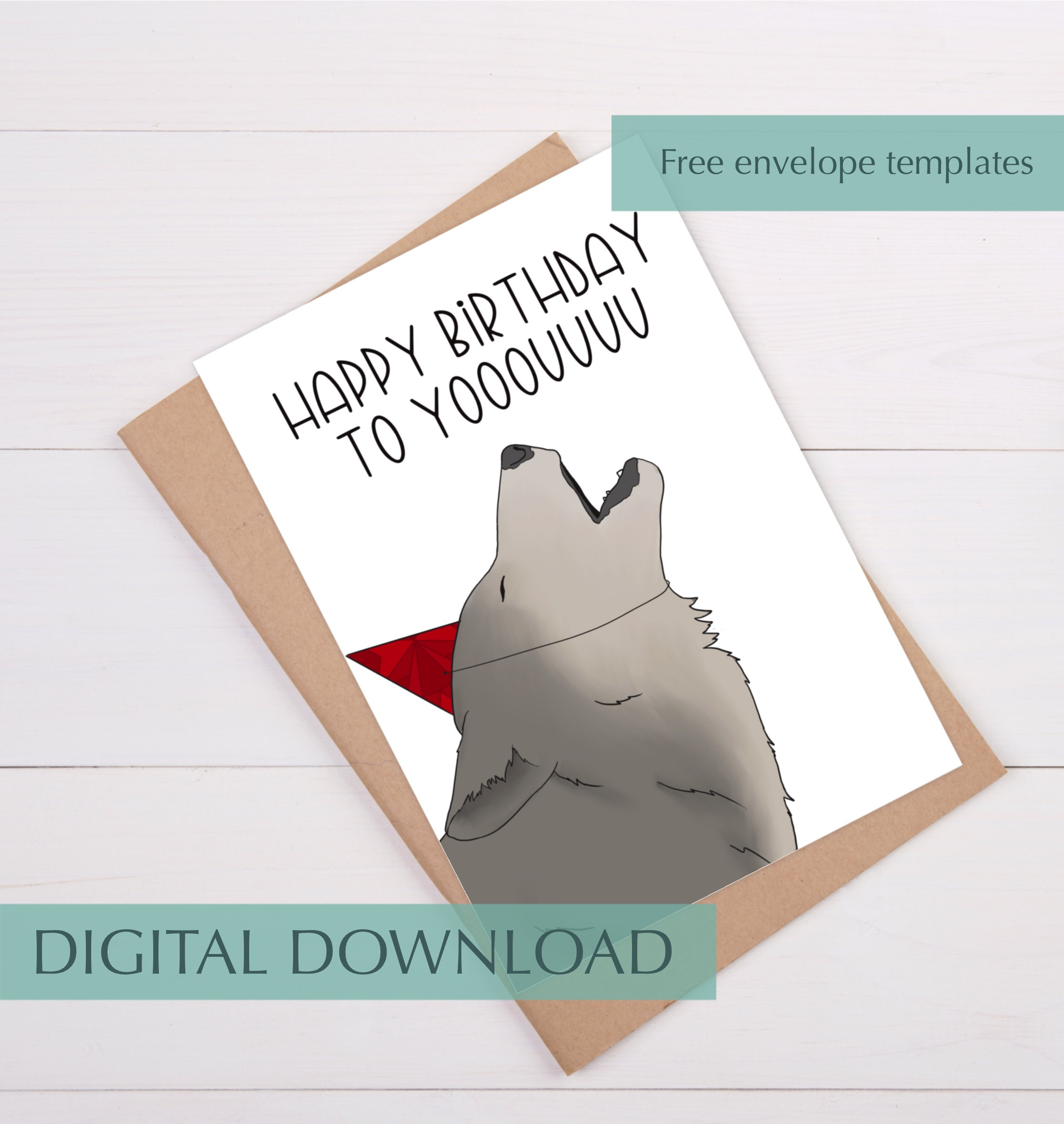 Wolf Birthday Card Funny Wolf Card Printable Birthday Cards - Etsy ...