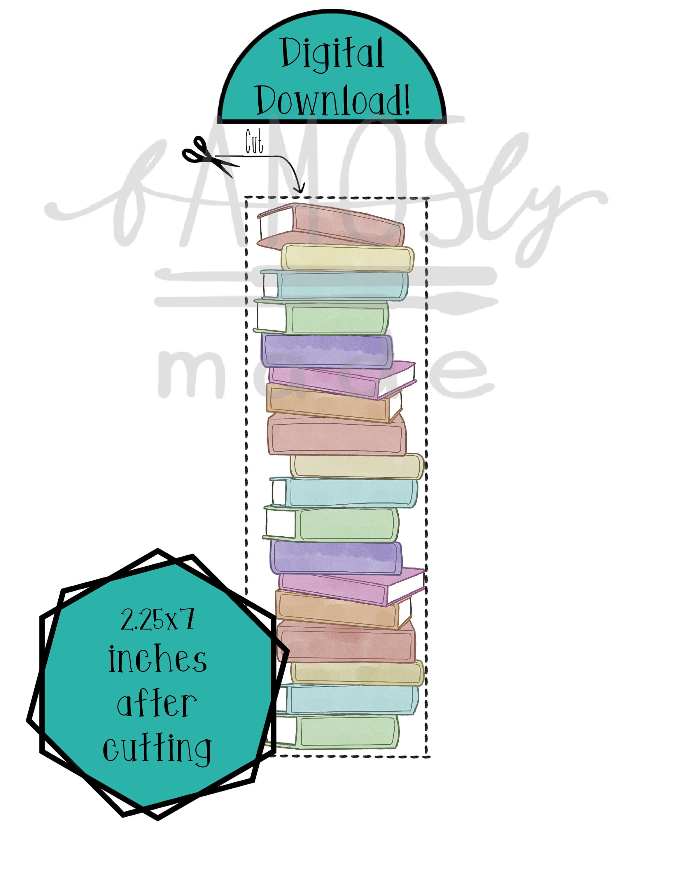 Book Tracker Bookmark Stack of Books Bookmark Bookshelf Bookmark ...