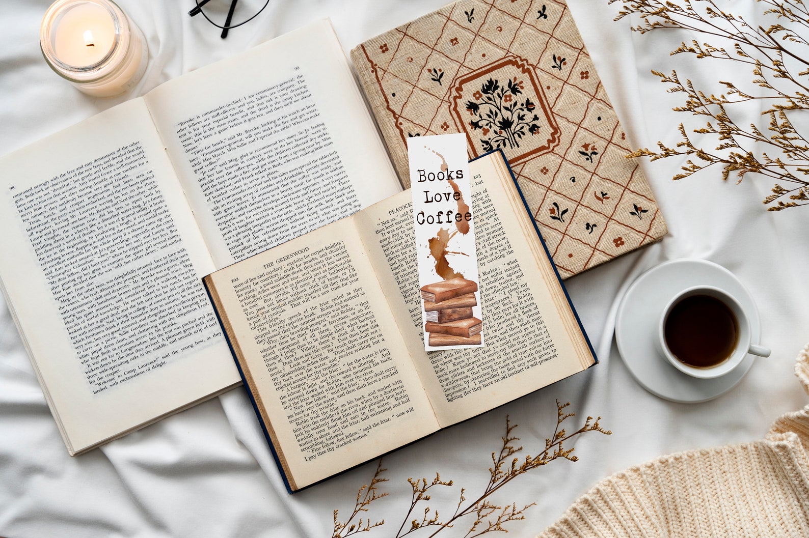 Coffee Bookmark Set Gift Coffee Stain Bookmark Books and Coffee ...