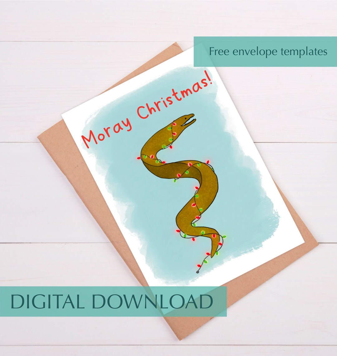 Eel Christmas Card Eel Christmas Printable Holiday Greeting Card Happy ...