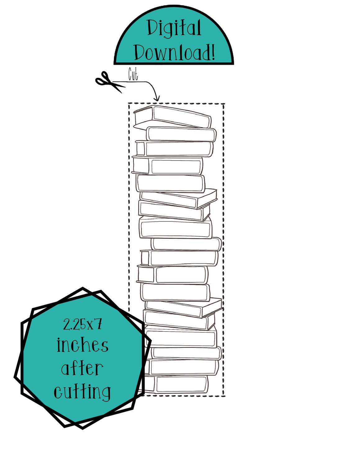 Book Tracker Bookmark Stack of Books Bookmark Bookshelf Bookmark ...