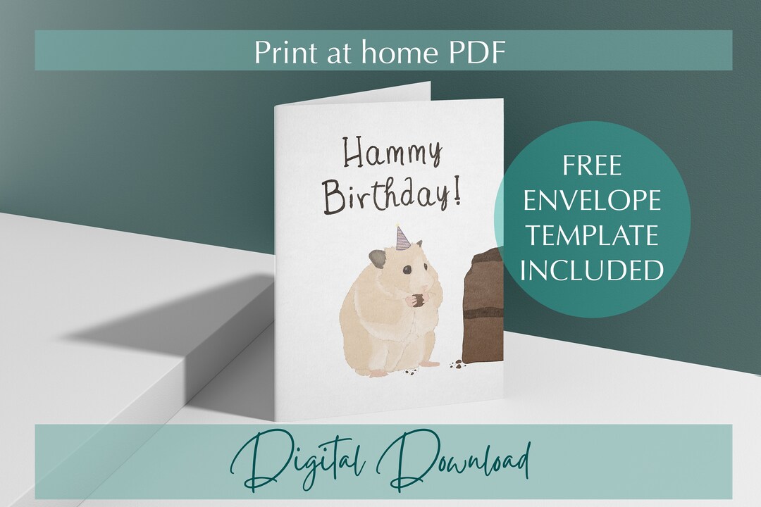 Hamster Birthday Card Funny Card Printable Birthday Cards for - Etsy