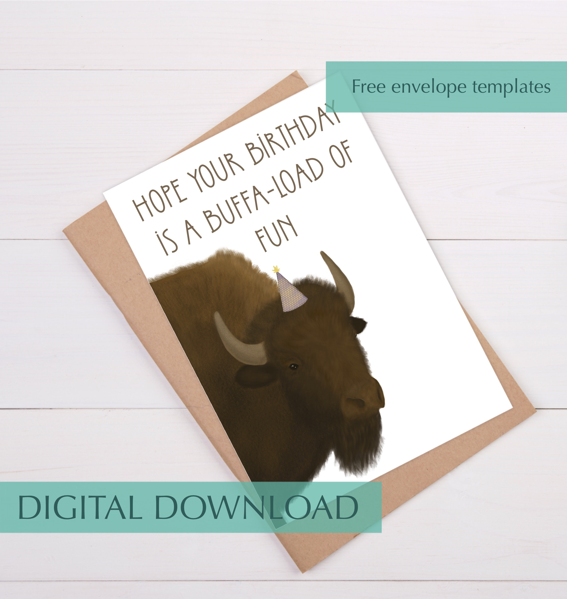 Buffalo Birthday Card Funny Bison Card Printable Birthday Cards for ...