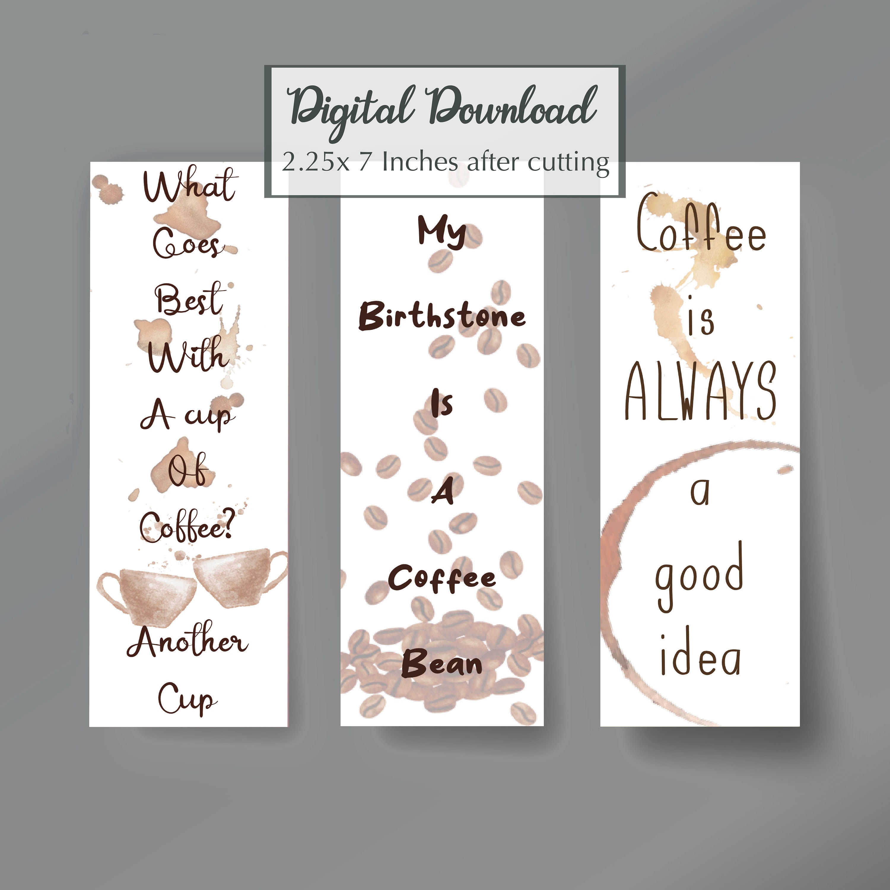 Coffee Bookmark Set Gift Coffee Stain Bookmark Books and Coffee ...