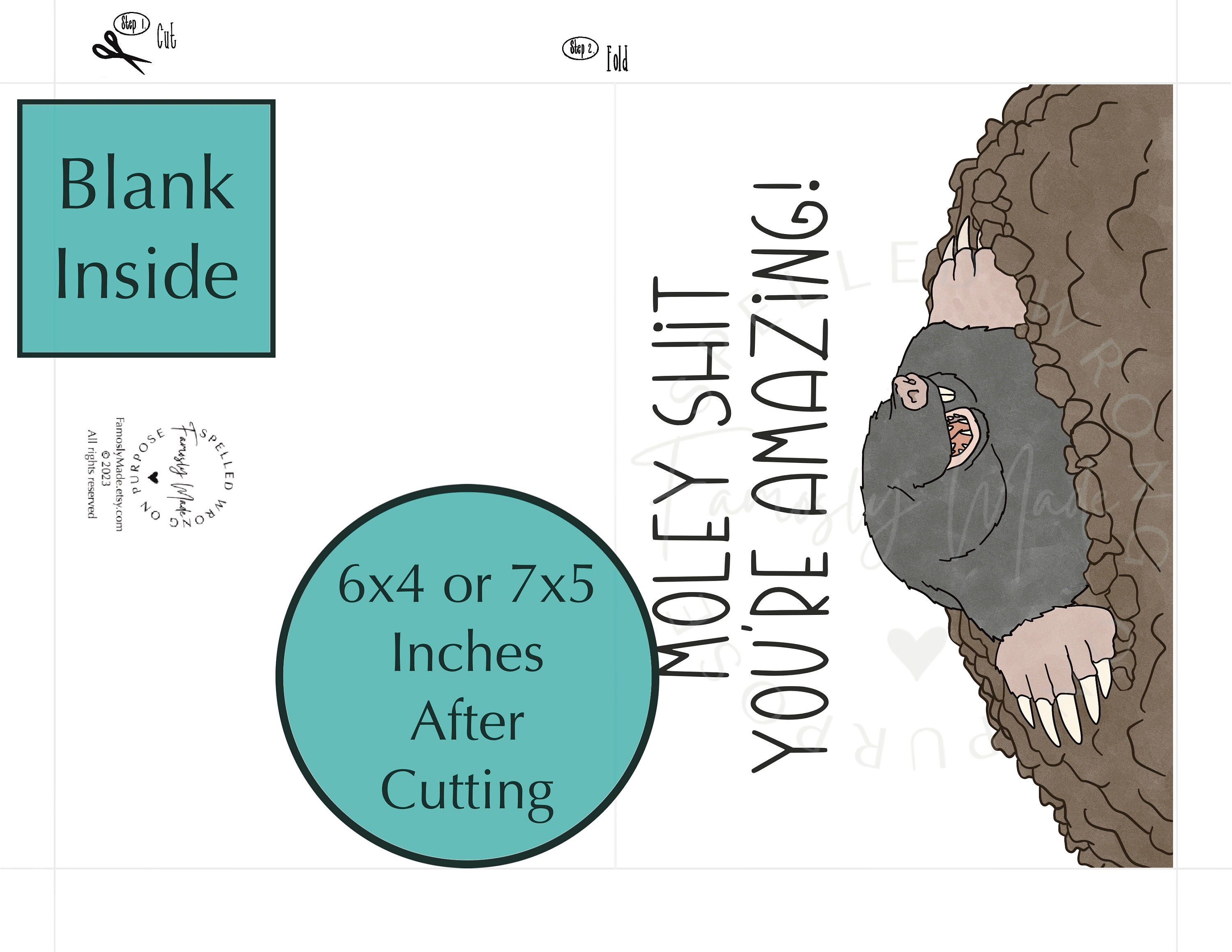 Mole Thank You Card Funny Mole Thank You Card for Friend Printable ...