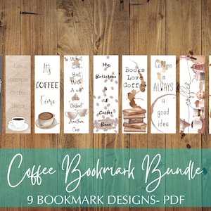 Coffee Bookmark Set Gift Coffee Stain Bookmark Books and Coffee ...