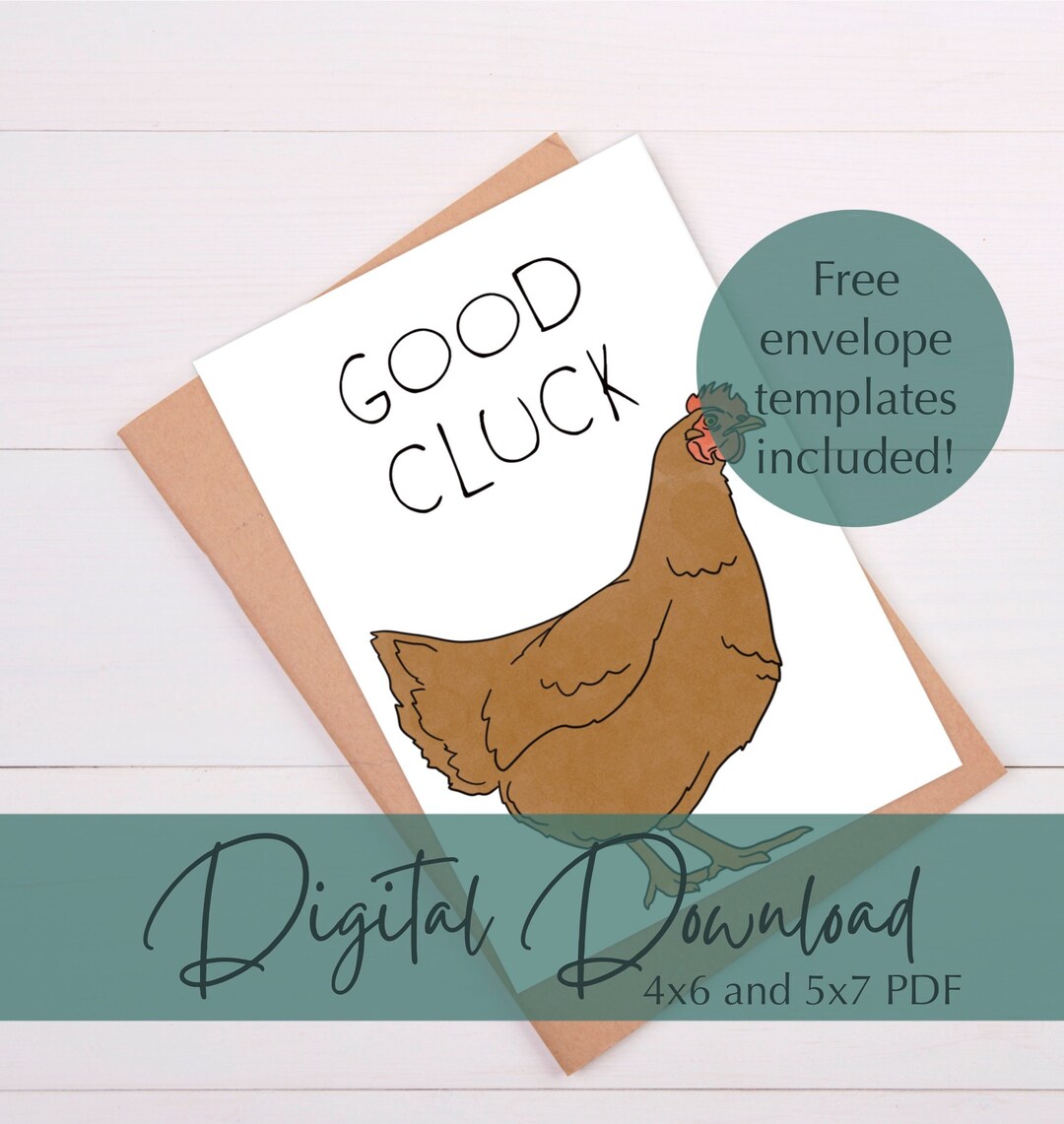 Chicken Good Luck Card Funny Hen Encouragement Card for Friend - Etsy