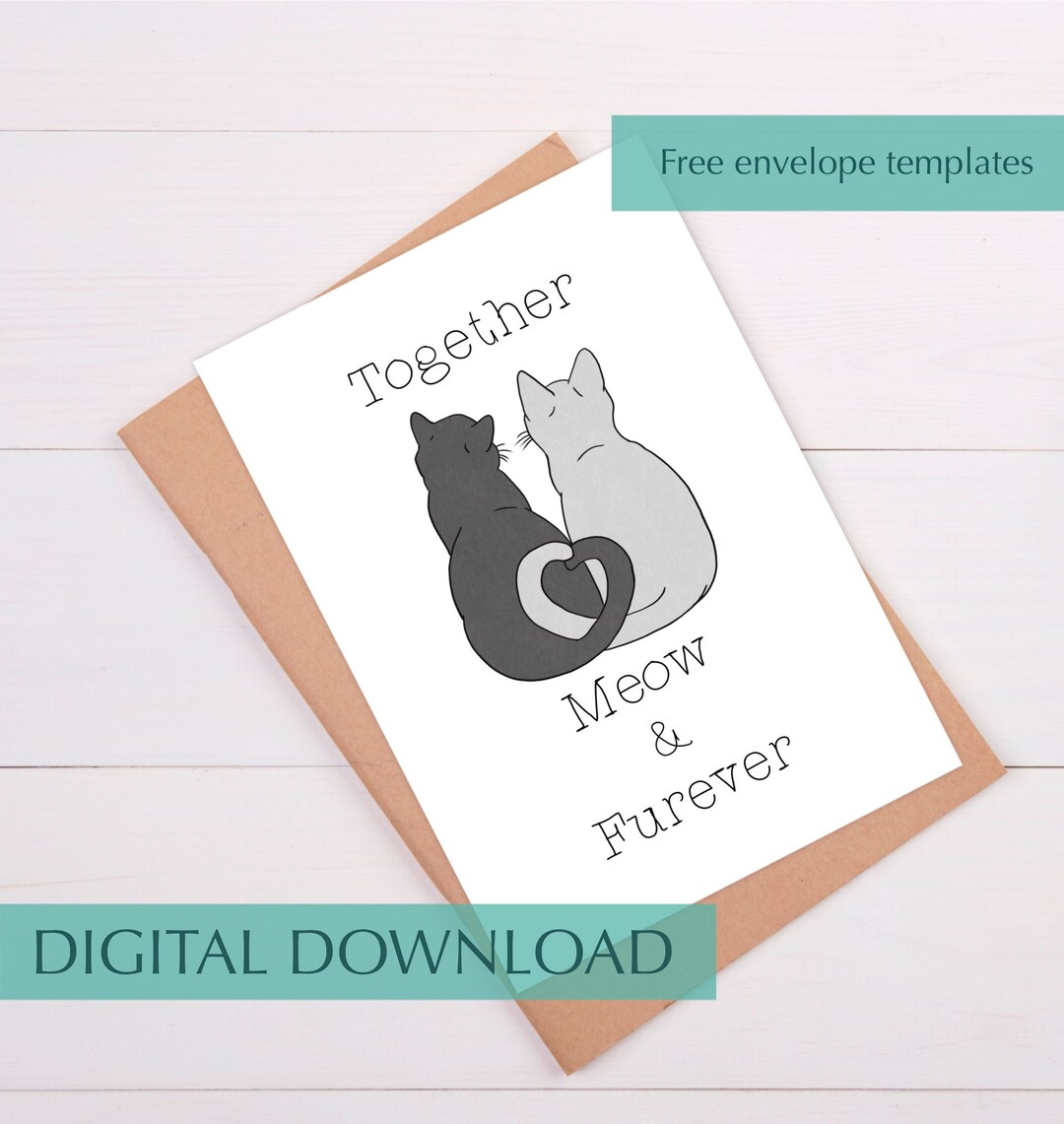 Cat Engagement Card Funny Cat Card for Engagement Cute Card Printable ...