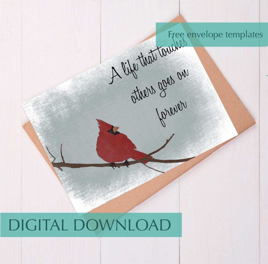 Cardinal Sympathy Card Quote Grief Card Cardinal Bereavement Card for ...