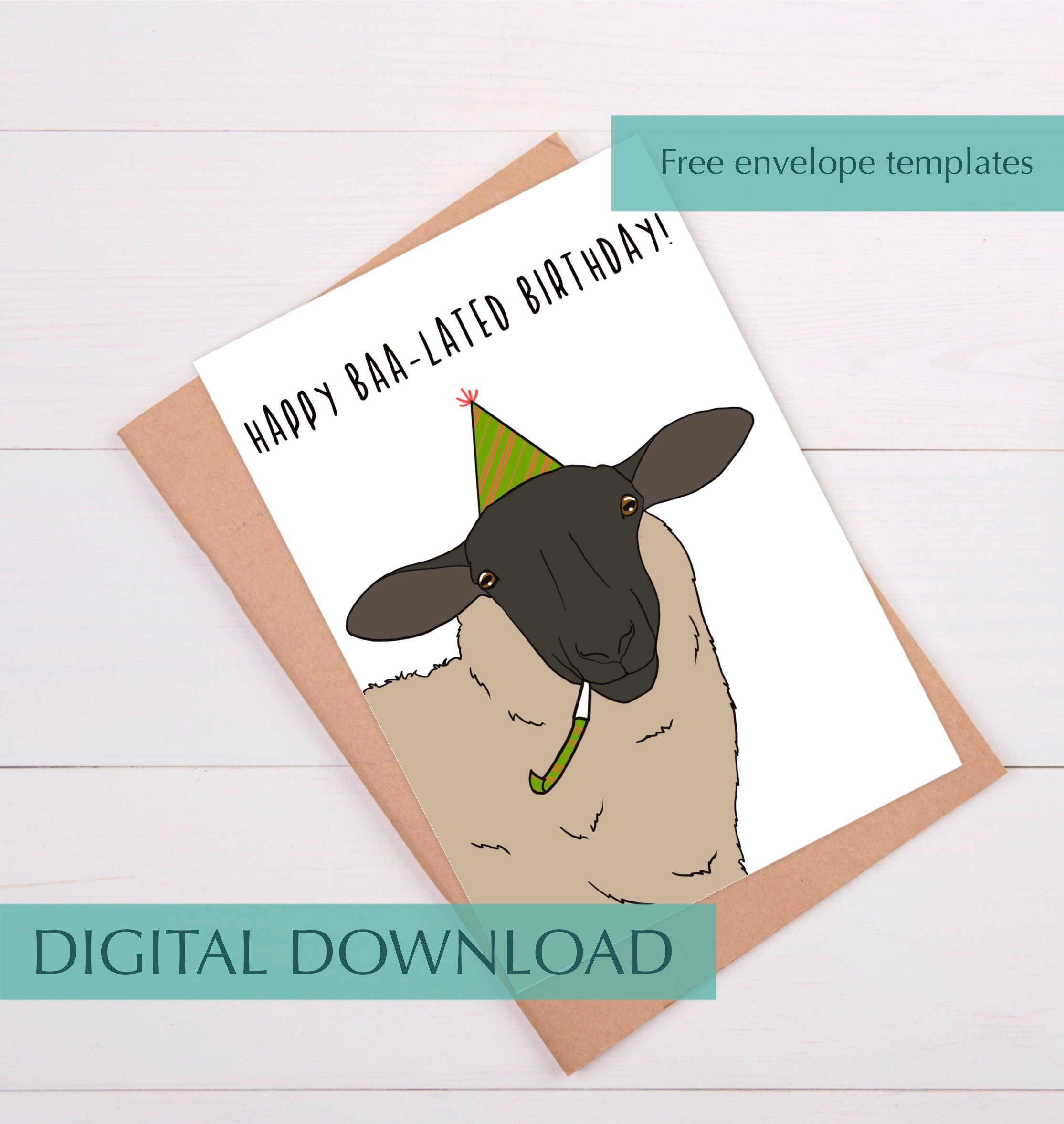 Sheep Birthday Card Funny Belated Card Printable Birthday Cards for ...