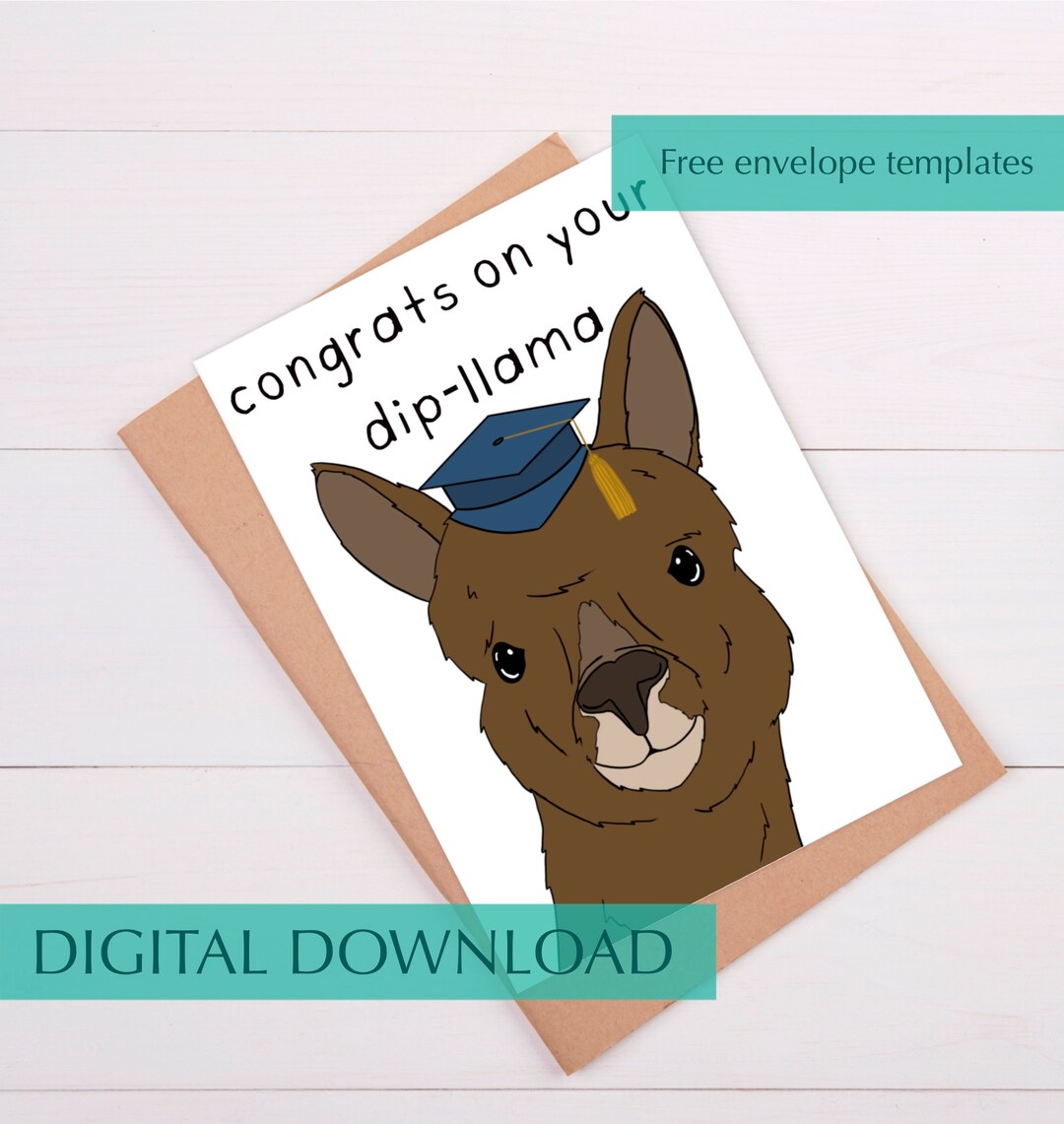 Funny Llama Graduation Card: Congrats Pun (digital Download) - Etsy