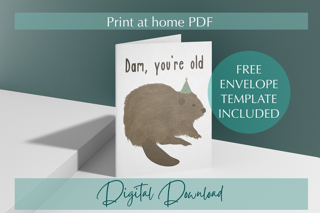 Beaver Birthday Card Funny Card Printable Birthday Cards for - Etsy