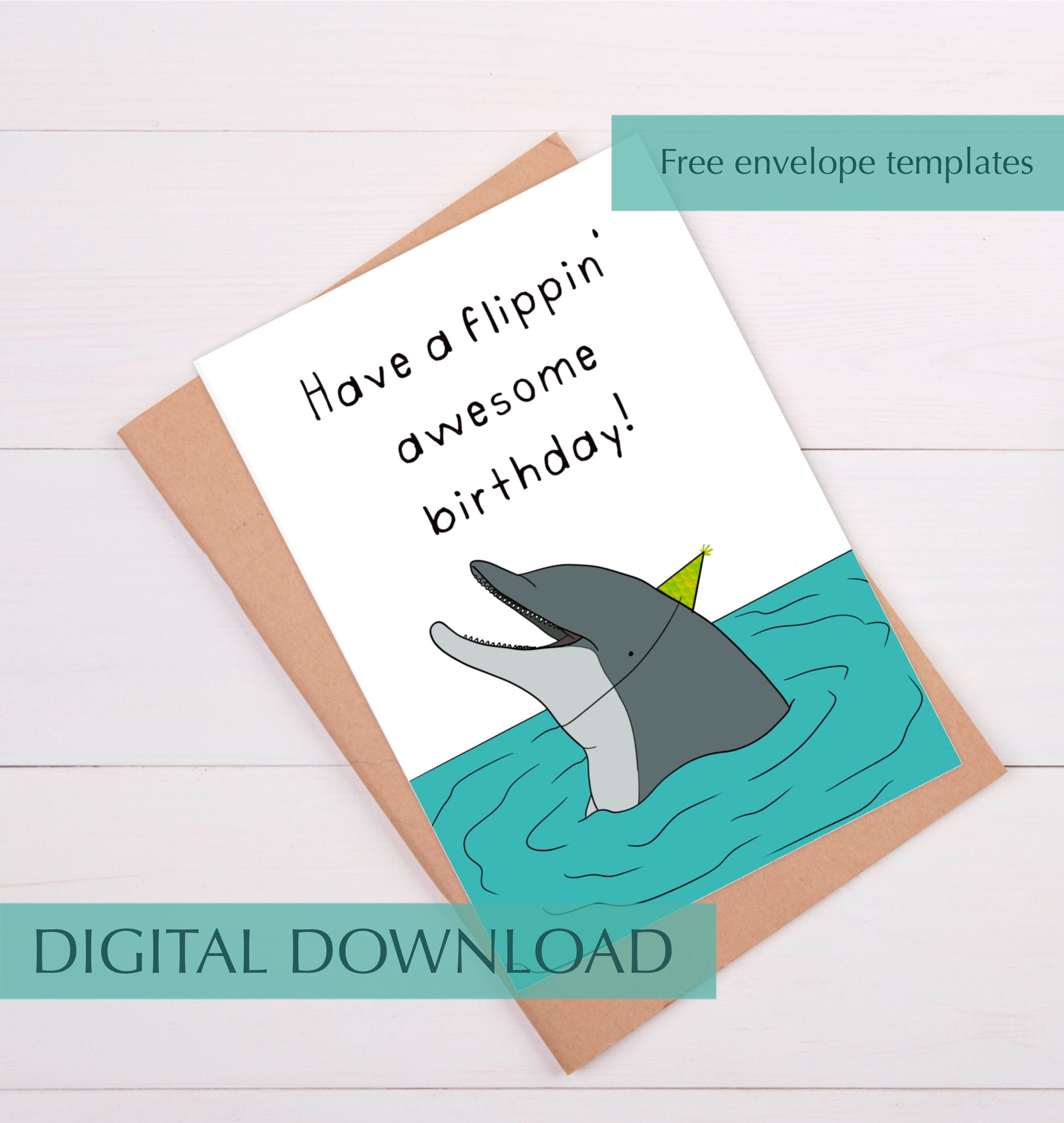 Dolphin Birthday Card Funny Dolphin Card Printable Birthday Cards for ...