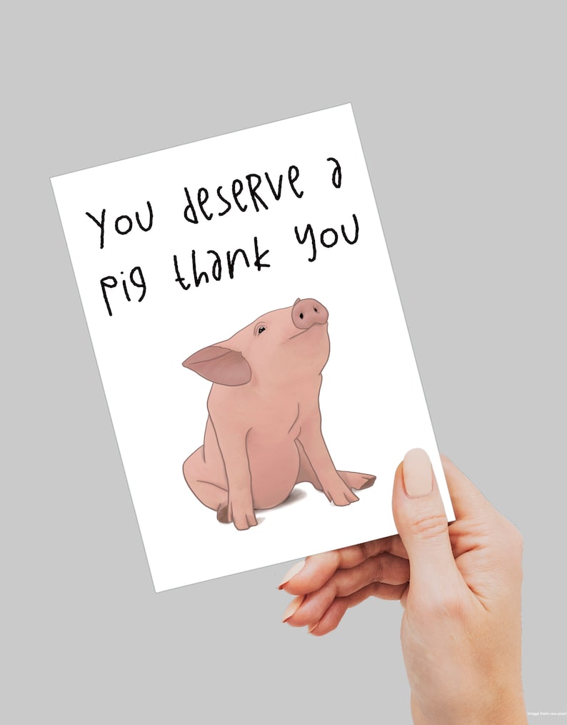 Pig Thank You Card Funny Pig Thank You Card for Friend Printable Thank ...