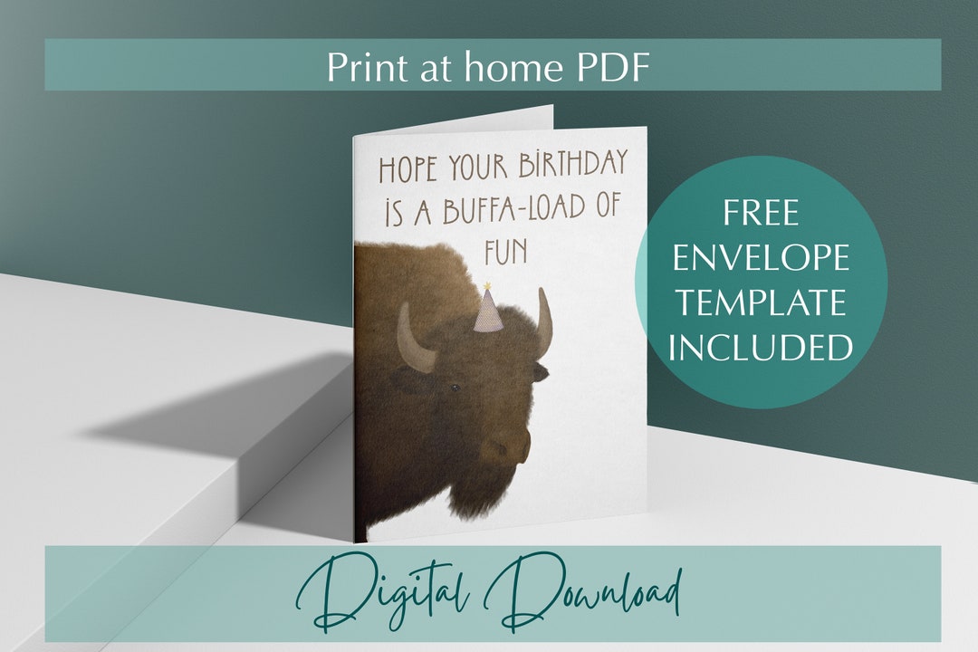Buffalo Birthday Card Funny Bison Card Printable Birthday - Etsy
