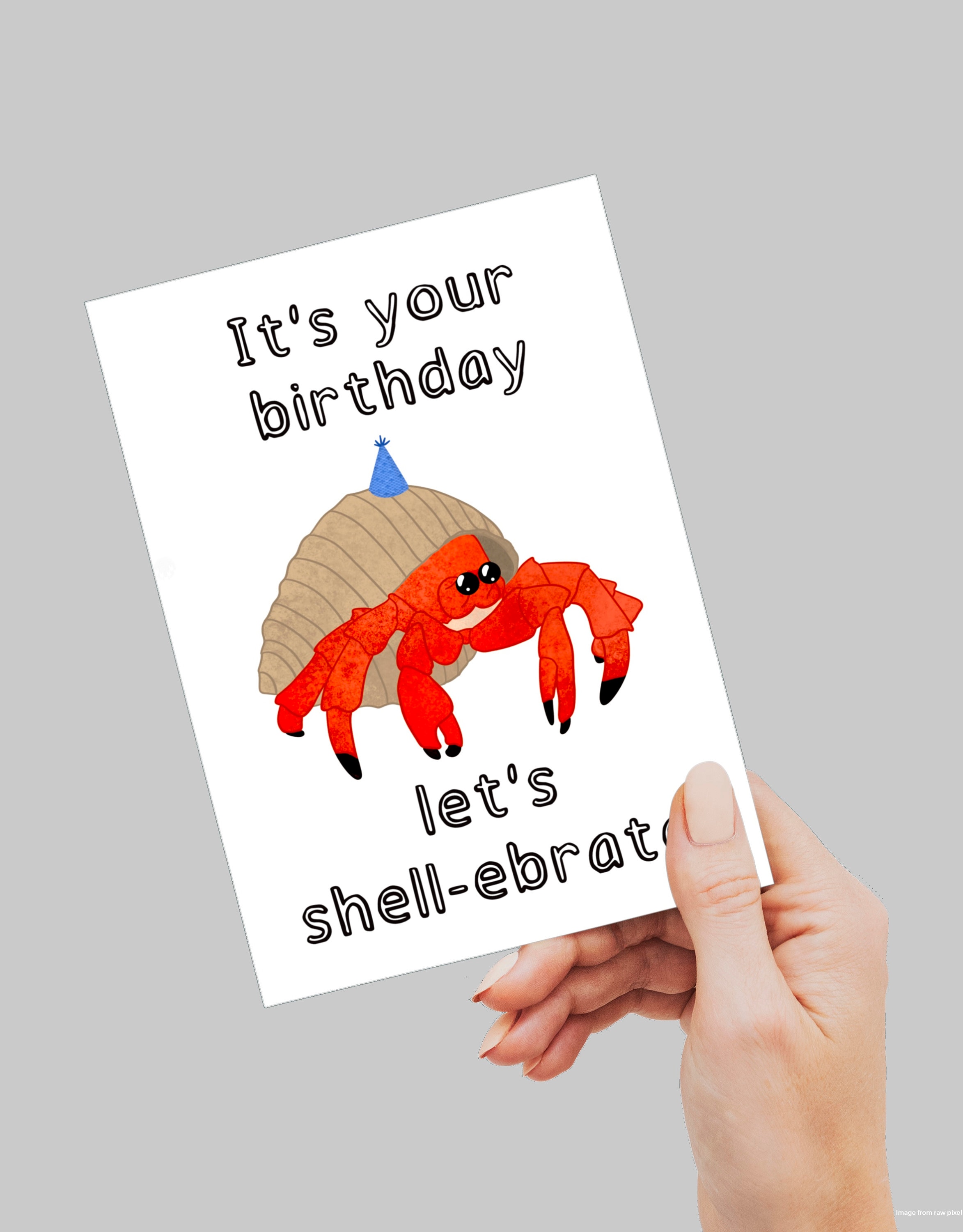 Funny Hermit Crab Birthday Card: Shell-ebrate Pun (digital Download) - Etsy