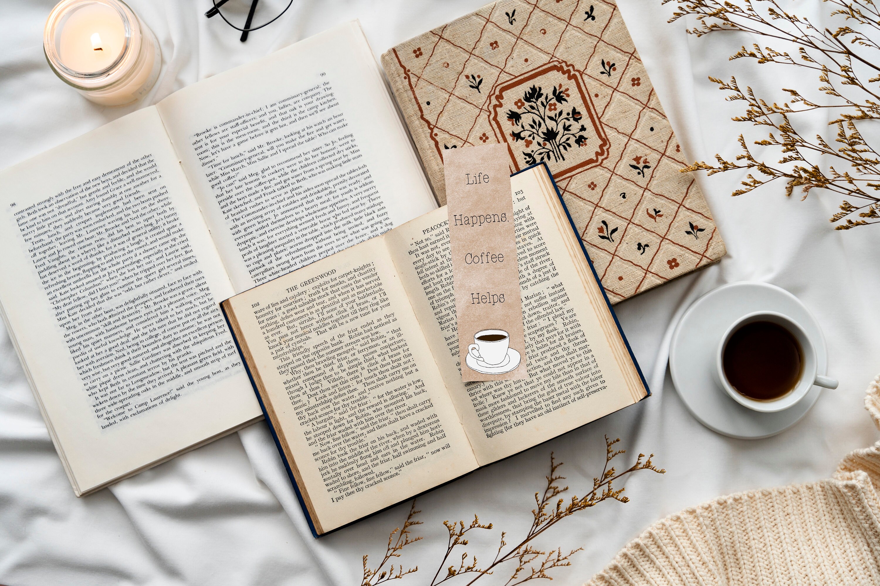 Coffee Bookmark Set Gift Coffee Stain Bookmark Books and Coffee ...