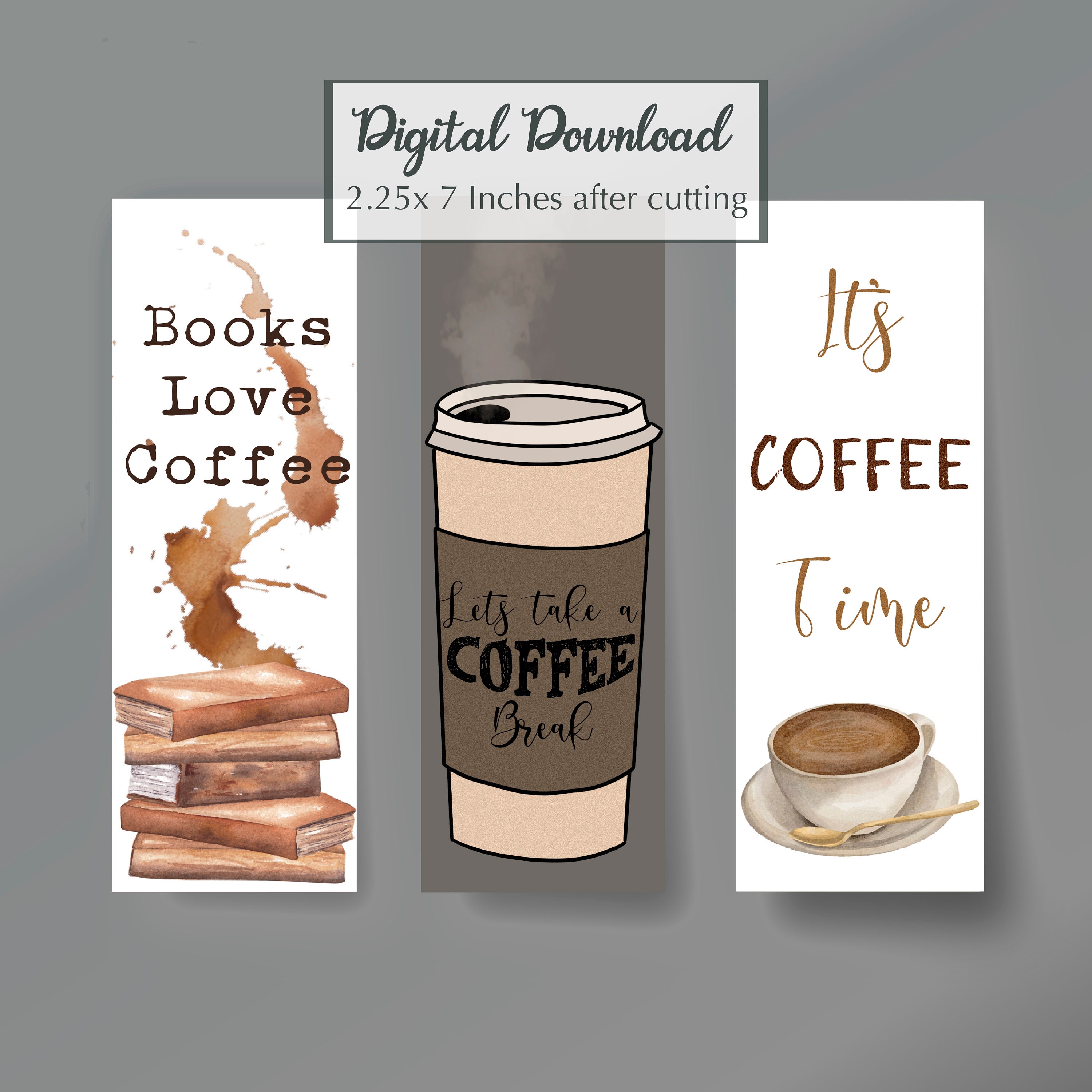 Coffee Bookmark Set Gift Coffee Stain Bookmark Books and Coffee ...