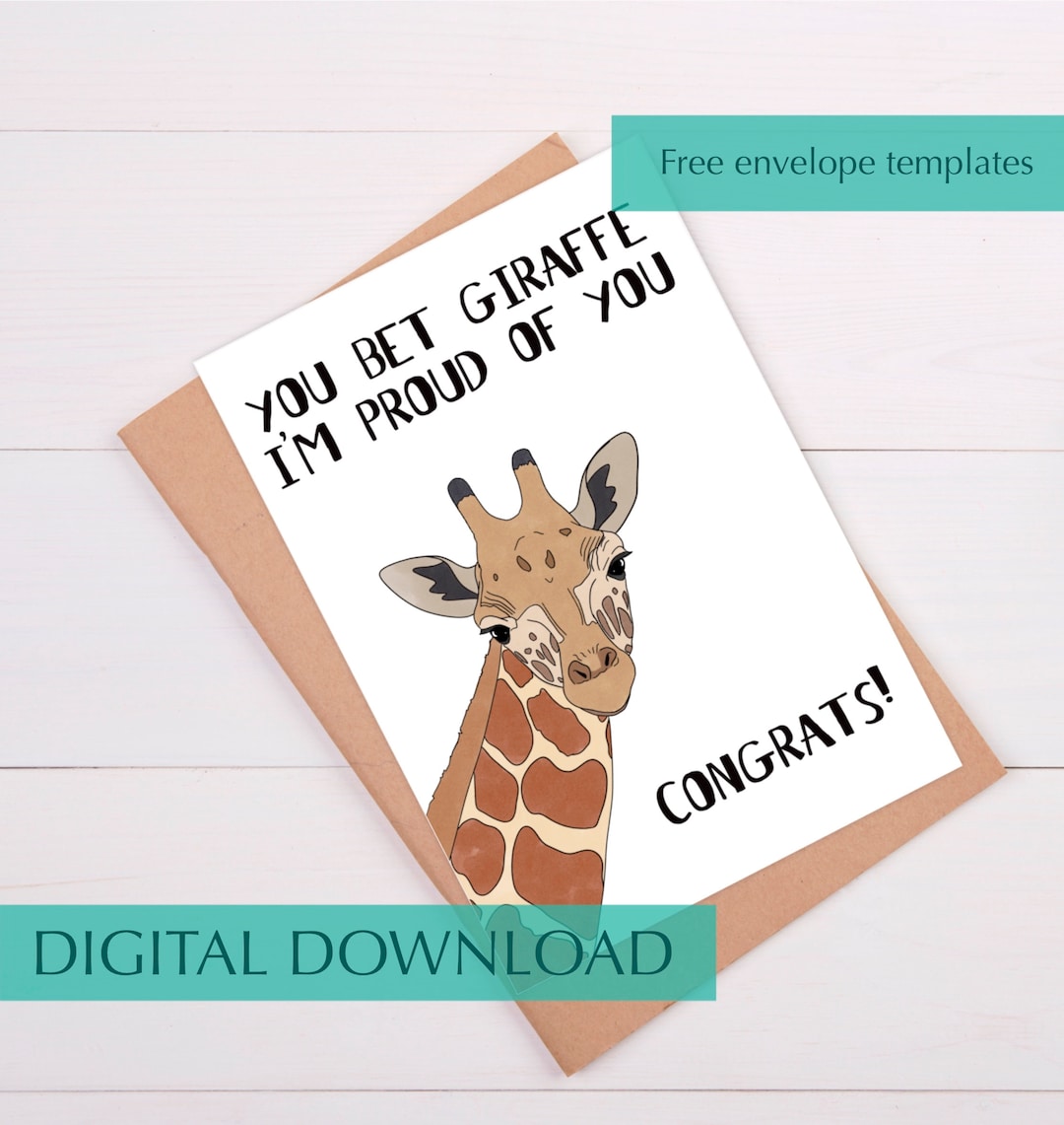 Giraffe Congratulations Card Funny Giraffe Congratulations on ...