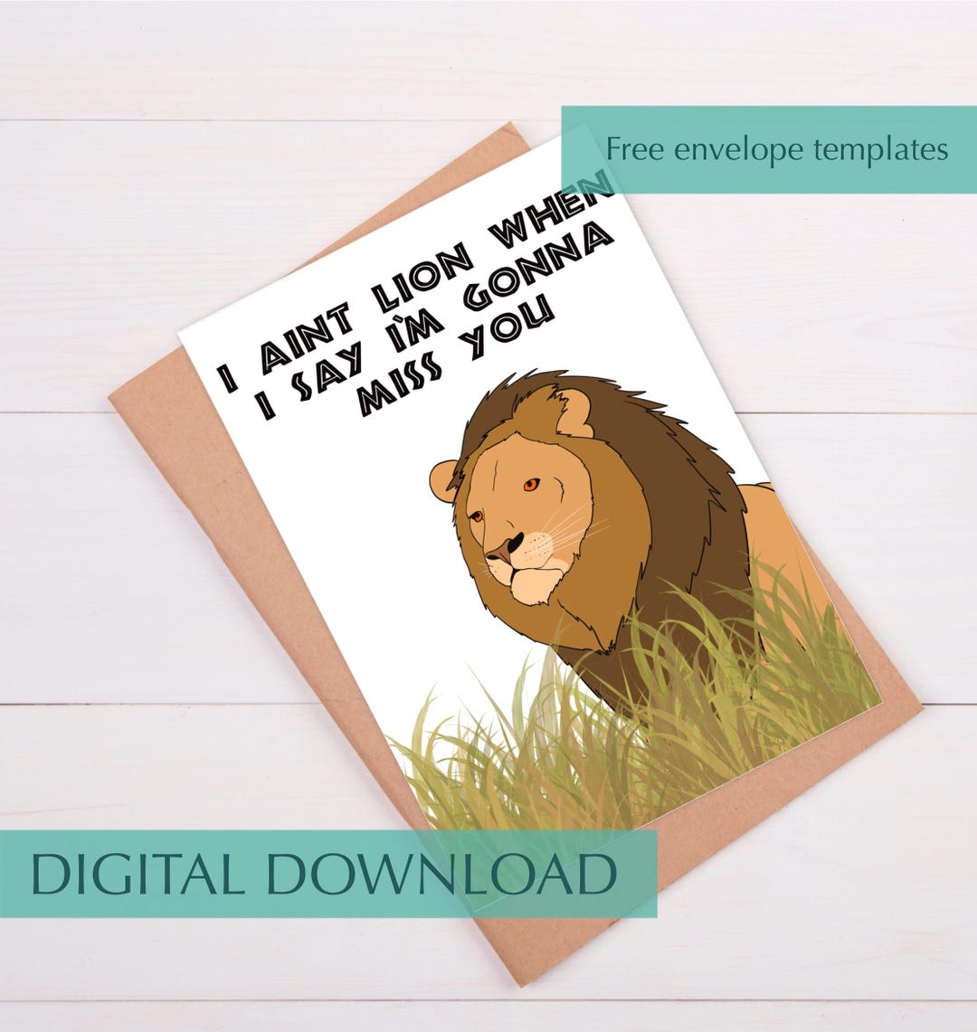 Funny Lion Goodbye Card: Coworker Leaving Gift (digital Download) - Etsy