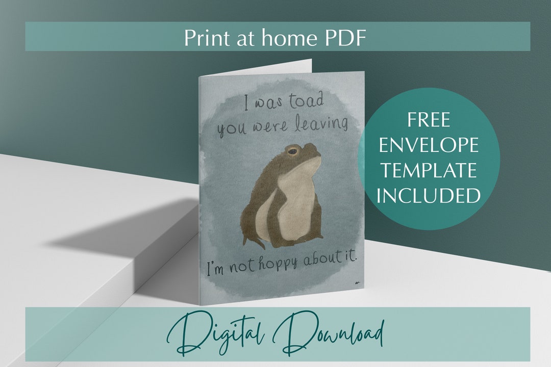 Toad Goodbye Card Funny Frog Card Friend Moving Card for - Etsy