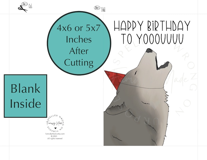 Wolf Birthday Card Funny Wolf Card Printable Birthday Cards - Etsy ...