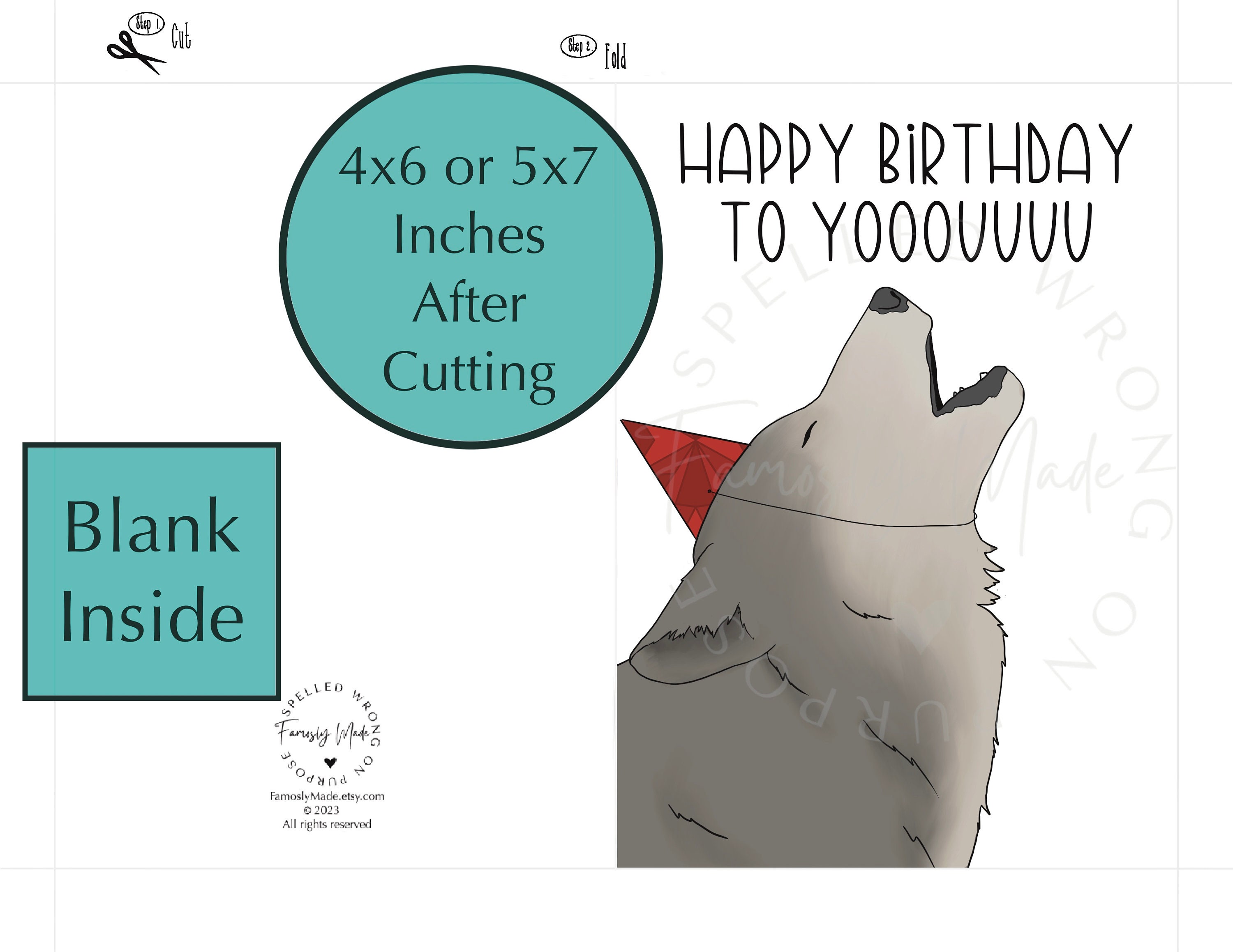 Wolf Birthday Card Funny Wolf Card Printable Birthday Cards - Etsy ...