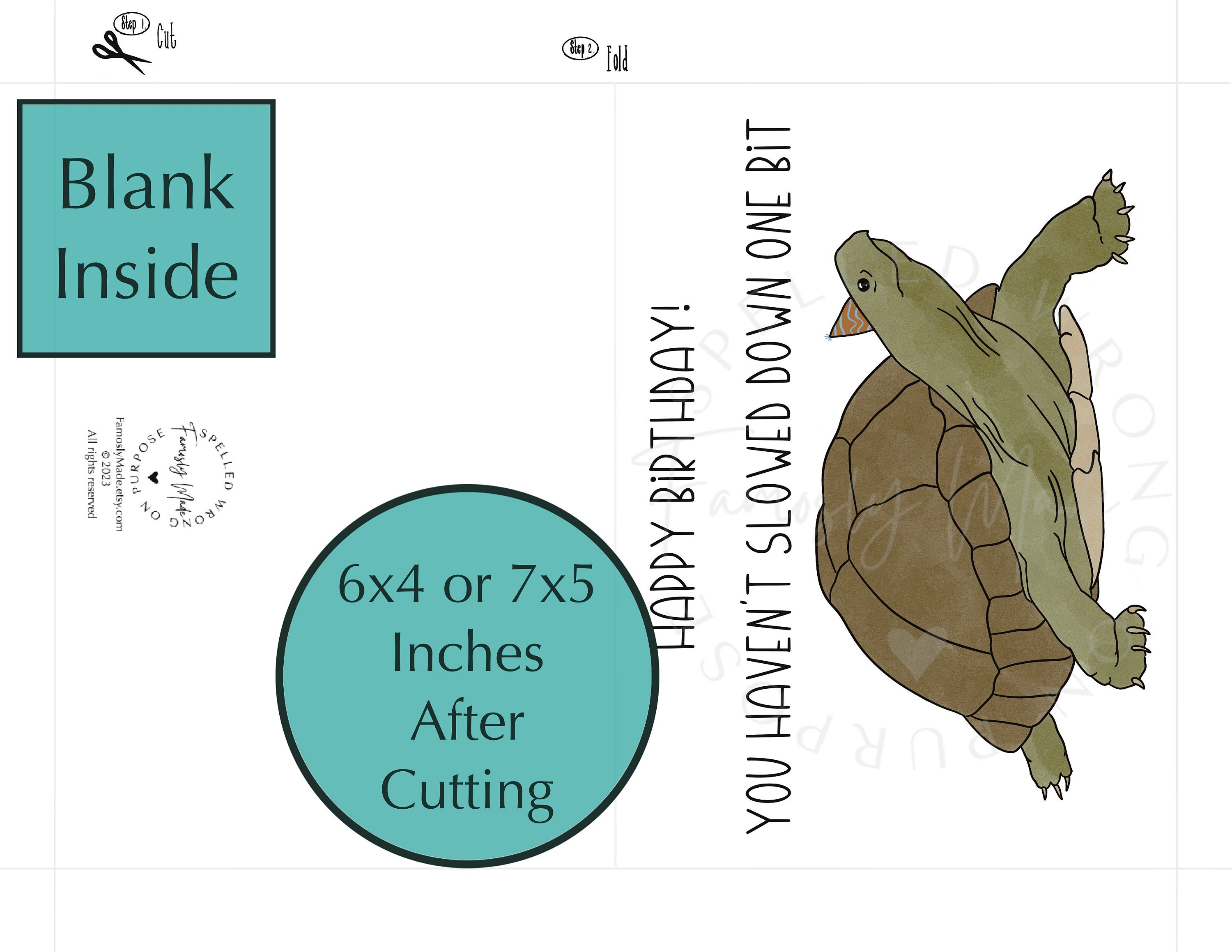 Turtle Birthday Card Funny Turtle Pun Card Printable Birthday Card for ...