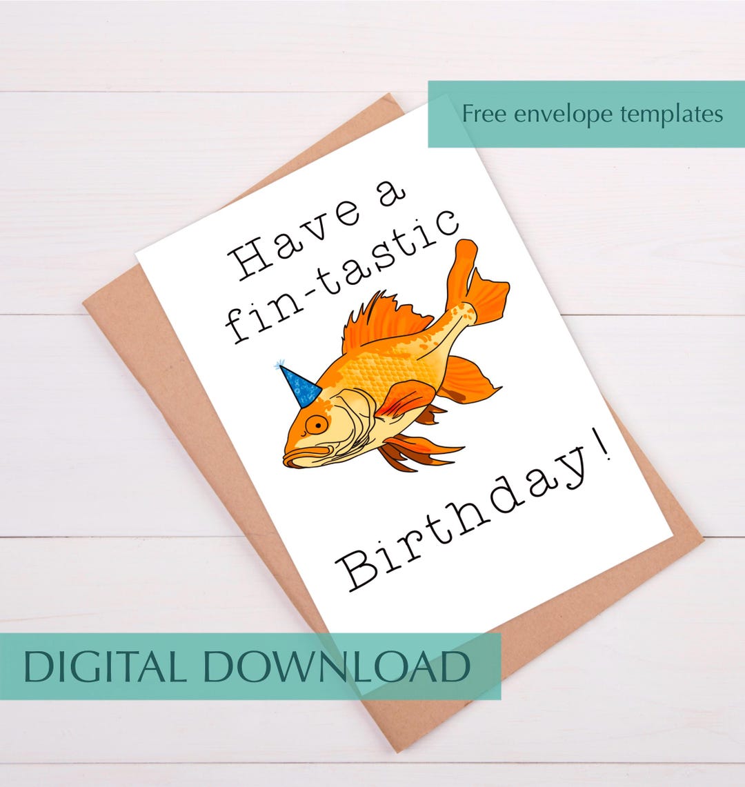 Fish Birthday Card Funny Fish Card Printable Birthday Cards for Friend ...