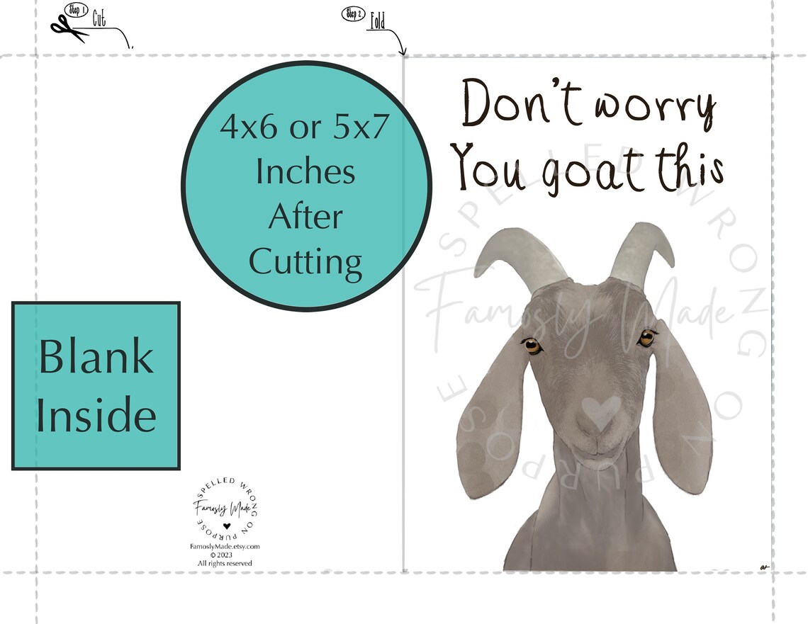 Funny Goat Good Luck Card: Encouragement Gift (digital Download) - Etsy