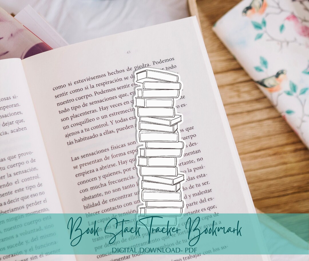 Book Tracker Bookmark Stack of Books Bookmark Bookshelf Bookmark ...