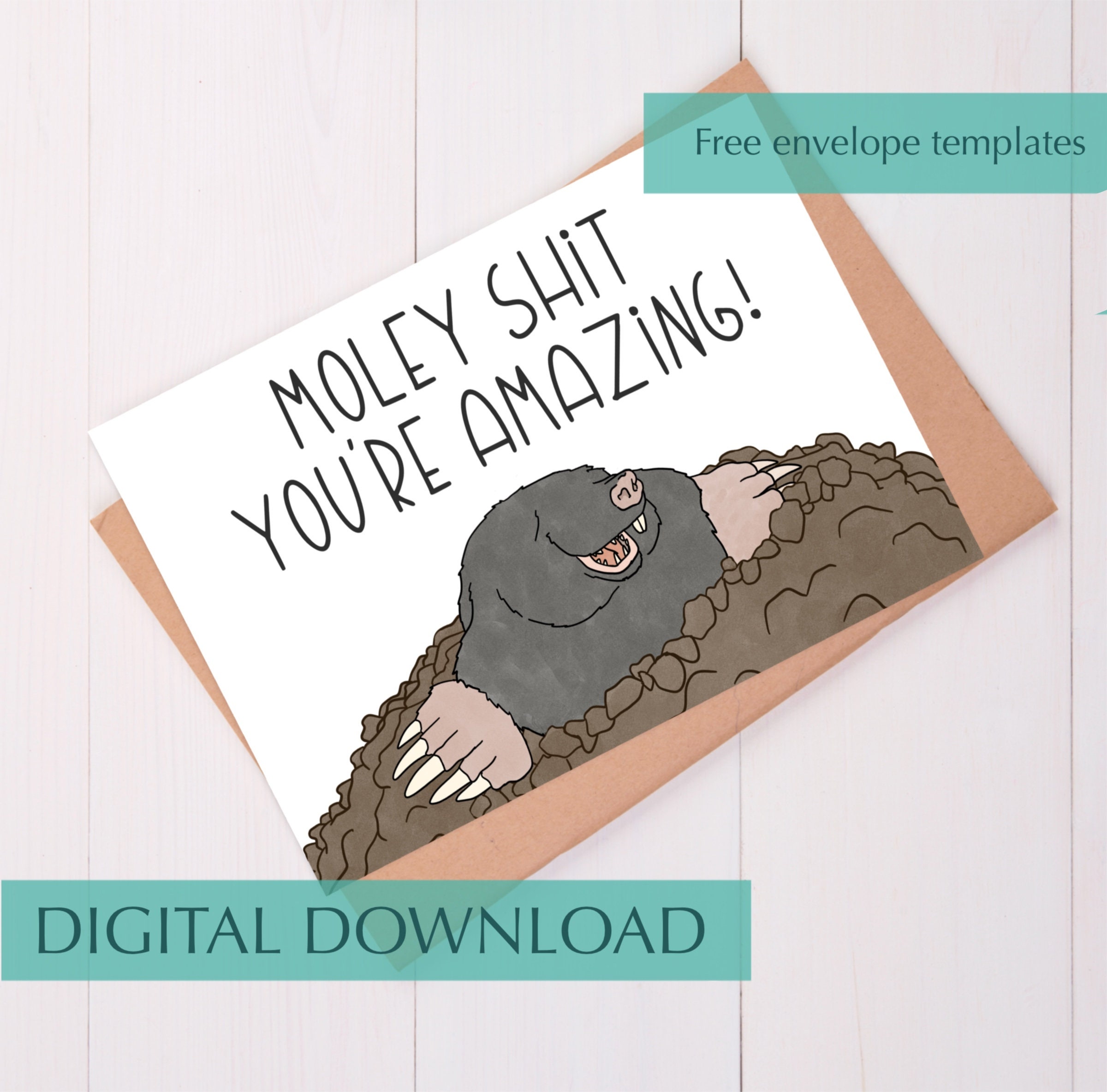 Mole Thank You Card Funny Mole Thank You Card for Friend Printable ...