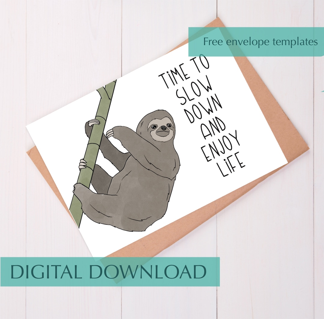 Sloth Retirement Card Funny Sloth Pun Card Printable Retirement Card ...