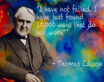 Printable Motivational Quote Poster, Thomas Edison Inspirational Quote ...