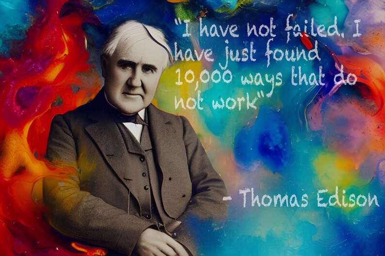 Thomas Edison Motivational Quote Inspirational Poster AI Generated Wall ...
