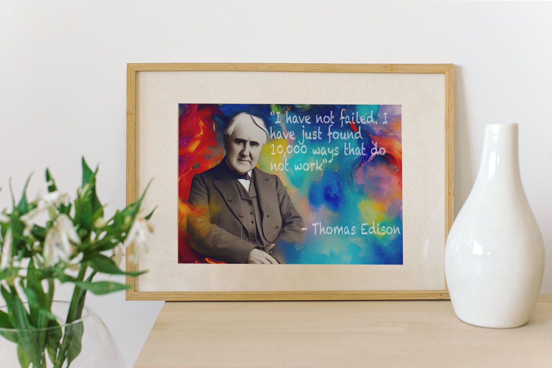Thomas Edison Motivational Quote Inspirational Poster AI Generated Wall ...
