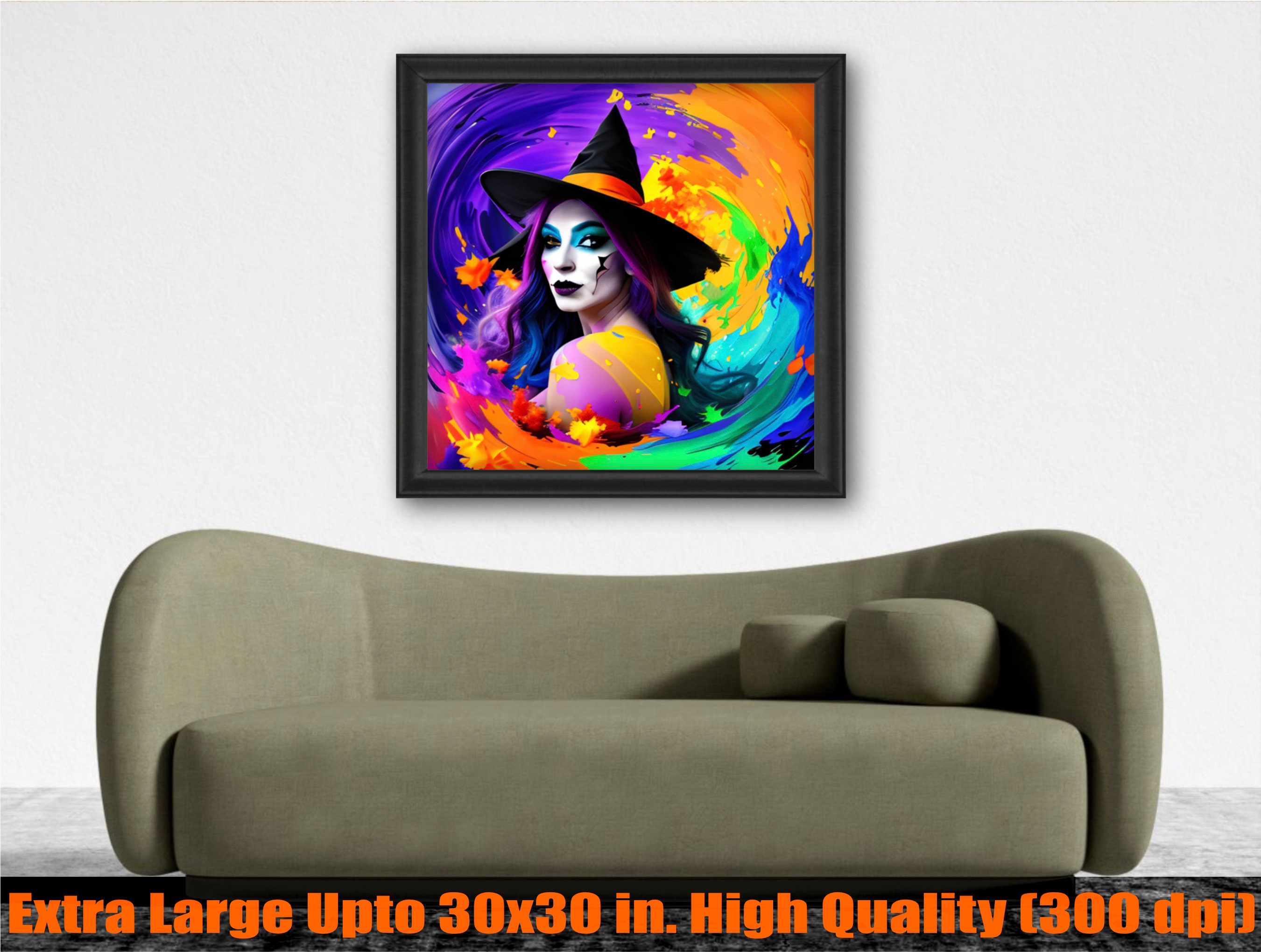 Colorful Witch Extra Large PNG Printable Beautiful Girl Spooky - Etsy