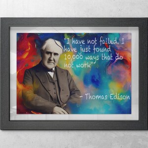 Thomas Edison Motivational Quote Inspirational Poster AI Generated Wall ...