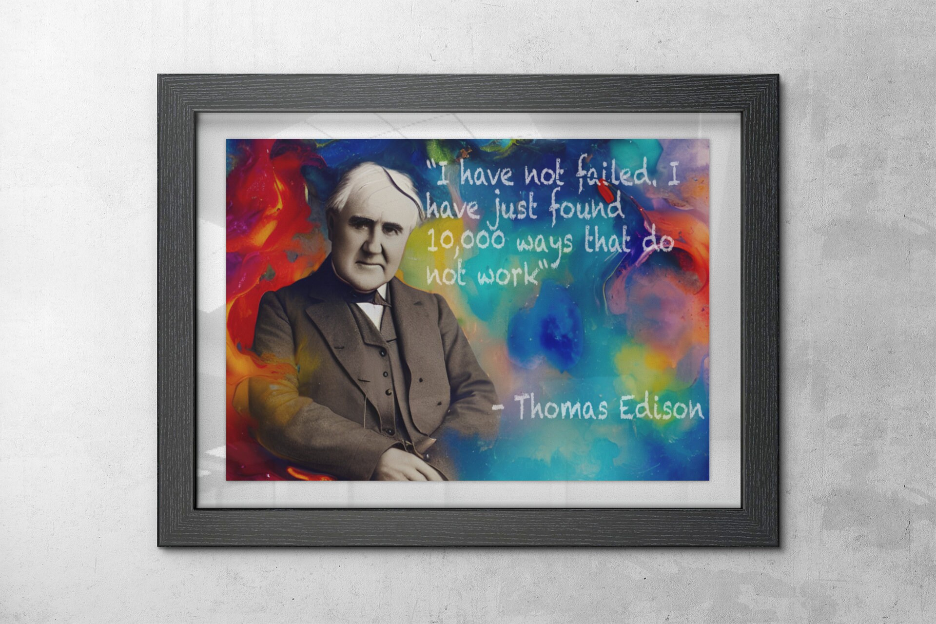 Thomas Edison Motivational Quote Inspirational Poster AI Generated Wall ...