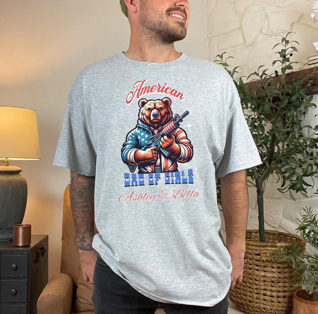 American Dad Shirt, Custom Dad Shirt, Dad of Girls Shirt, Papa Father's ...