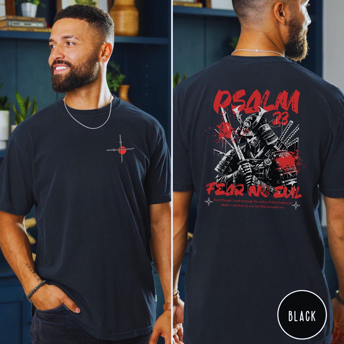 Mens Christian Samurai T-shirt: Psalm 23 Comfort Colors Tee - Etsy