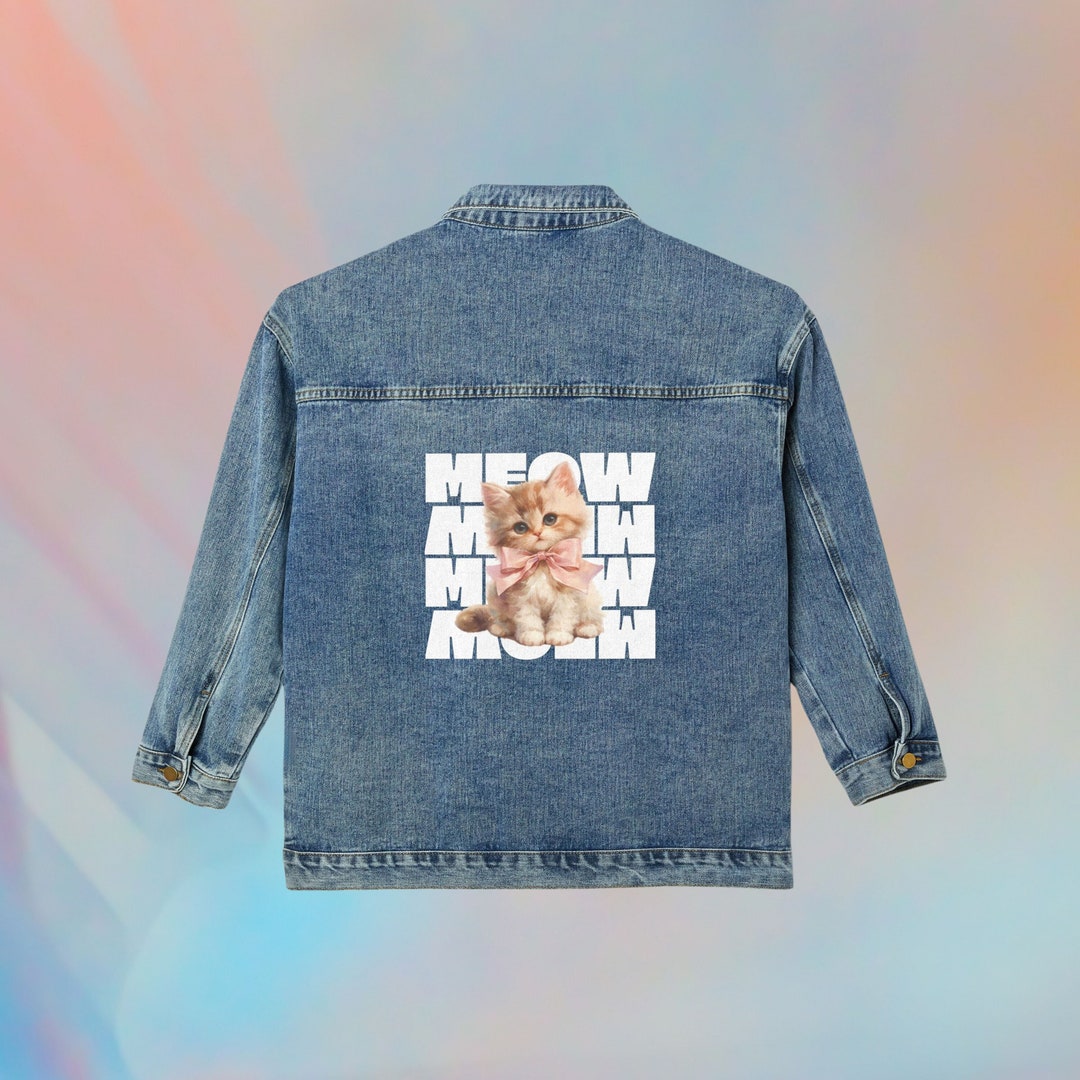 Cat Denim Jacket, Women's Jean Jacket, Cat Lover Gift, Denim Jean ...