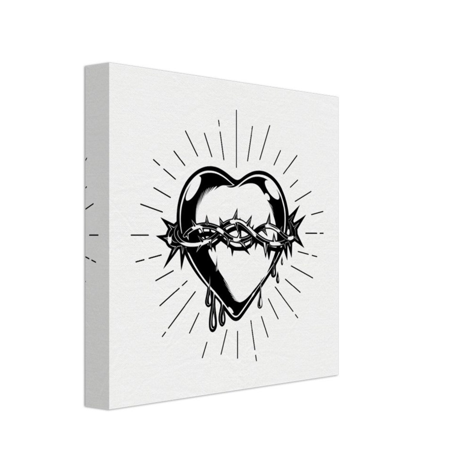 Symbolic Sacred Heart Line Art Canvas Print Hand-drawn Design ...