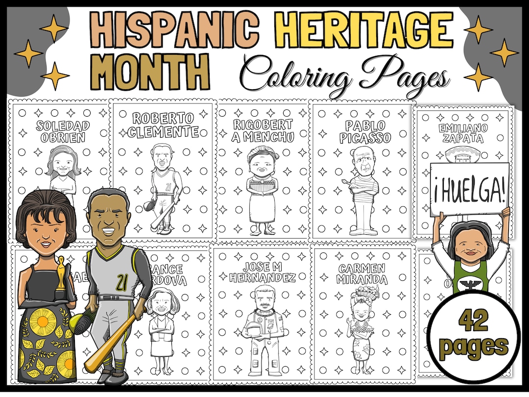 Hispanic Heritage Month Coloring Pages Important Figures in Hispanic ...