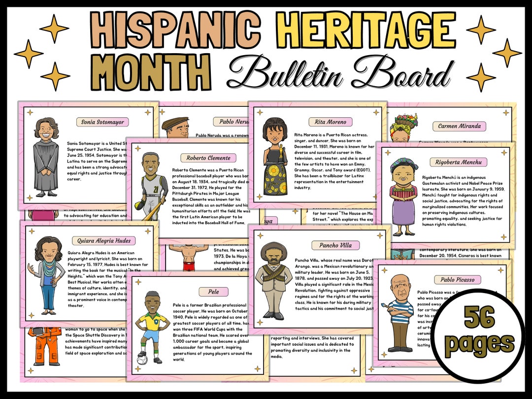 Hispanic Heritage Month Bulletin Board Inspiring Biographies Bulletin ...