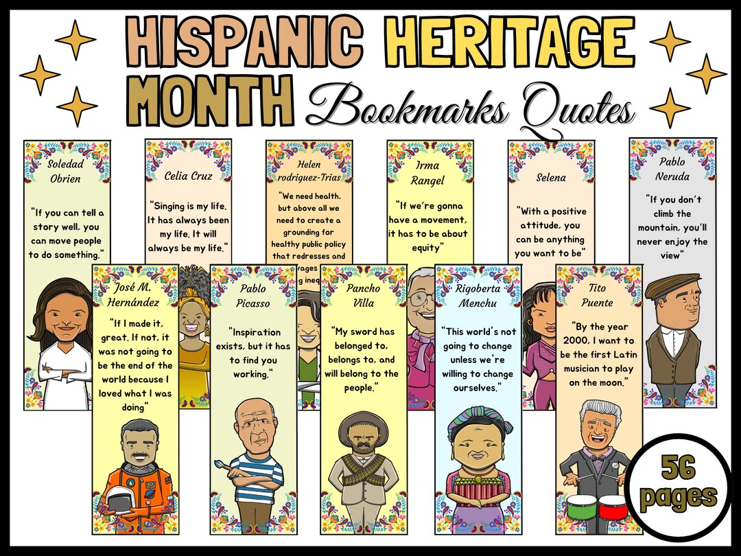 Inspiring Quotes From 42 Figures Icons Bookmarks Hispanic Heritage ...